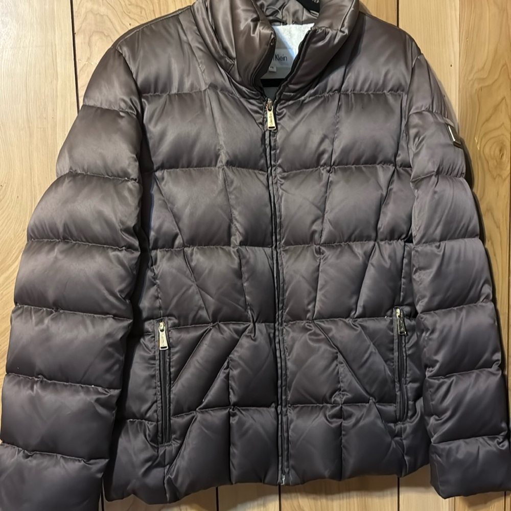 Calvin Klein Brown Bronze Pxl Puffer Coat - Gem